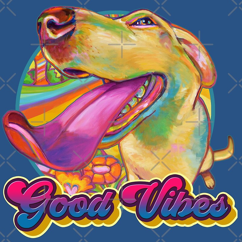 "Psychedelic Trippy Dog Good Vibes" by RobertPhelpsArt | Redbubble
