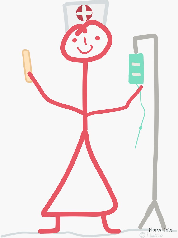 "Nurse stick woman stick figure work care health helper" Sticker for ...