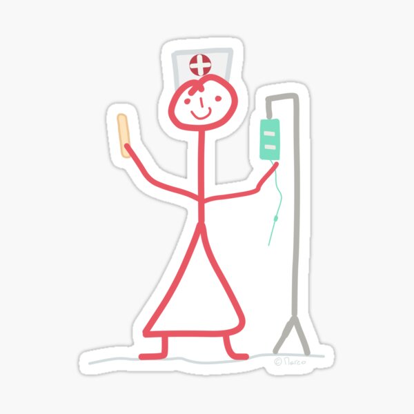 "Nurse stick woman stick figure work care health helper" Sticker for ...