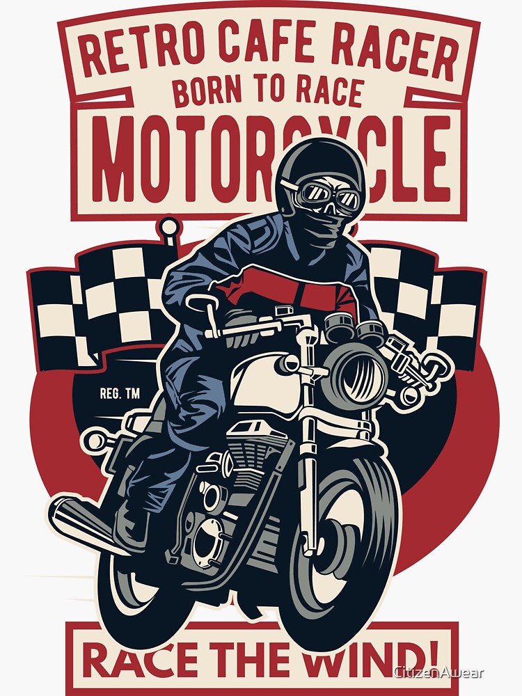 "Retro Cafe Racer" Sticker for Sale by CitizenAwear | Redbubble
