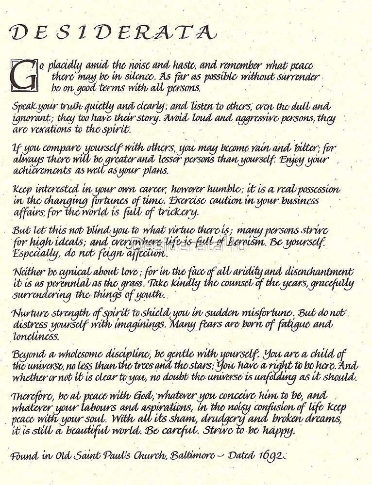 "Original DESIDERATA" by Desiderata4u | Redbubble