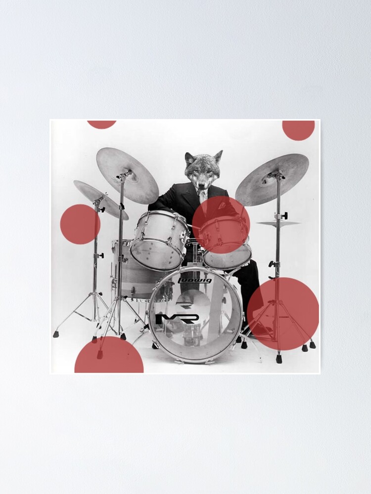 "Wolf Drummer" Poster for Sale by Rocket-To-Pluto | Redbubble