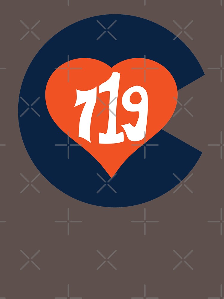 "Hand Drawn Colorado Heart Flag 719 Area Code Broncos" T-shirt by ...