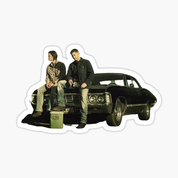 "Sam and Dean sitting on Impala sticker" Sticker for Sale by ...