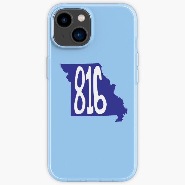 "Hand Drawn Missouri State 816 Area Code Royal Blue" iPhone Case for ...