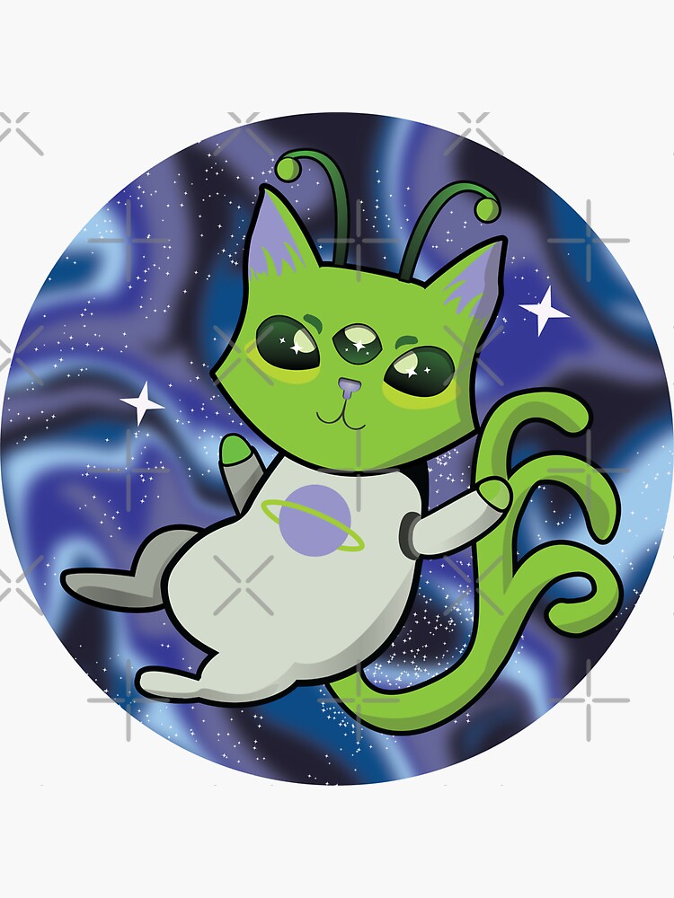 "Alien Cat" Sticker for Sale by Mikoooo | Redbubble
