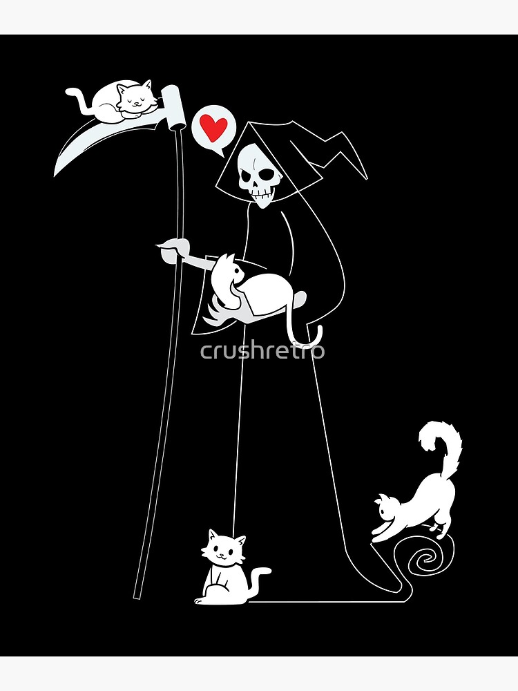 "Grim Reaper Cat Satanic Hail Satan Occult " Art Print by crushretro ...