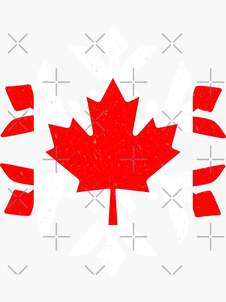 "Canada Flag Winter Snowflake Design" Sticker by ockshirts | Redbubble