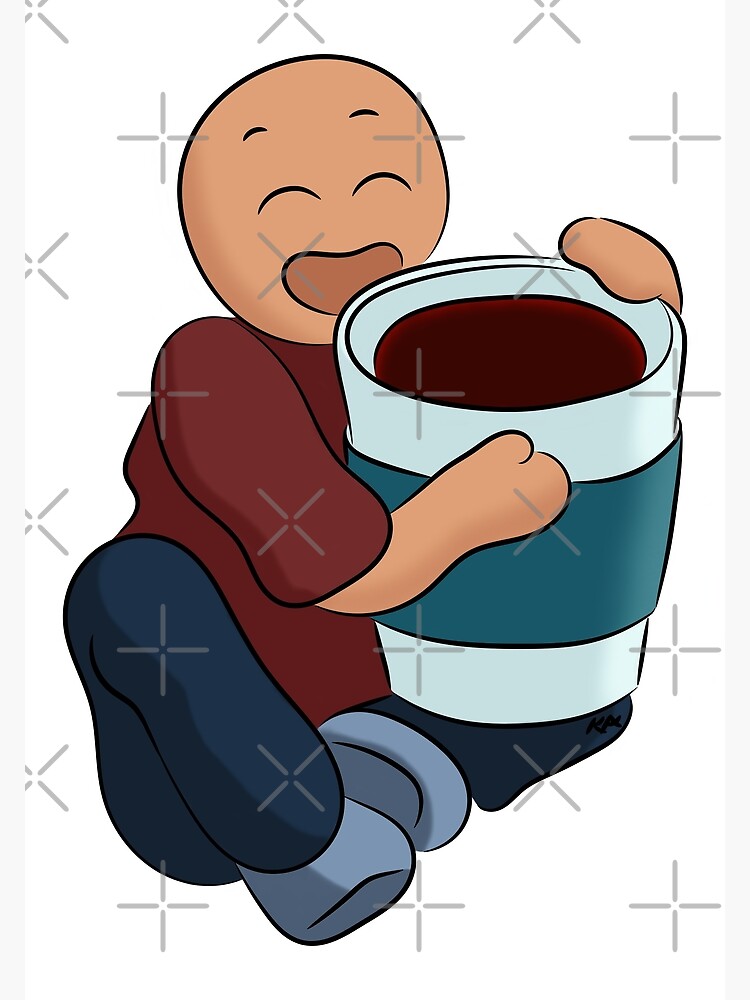 "Joe Hugging A Giant Coffee Mug Cartoon Digital Drawing by Kerri Alison ...