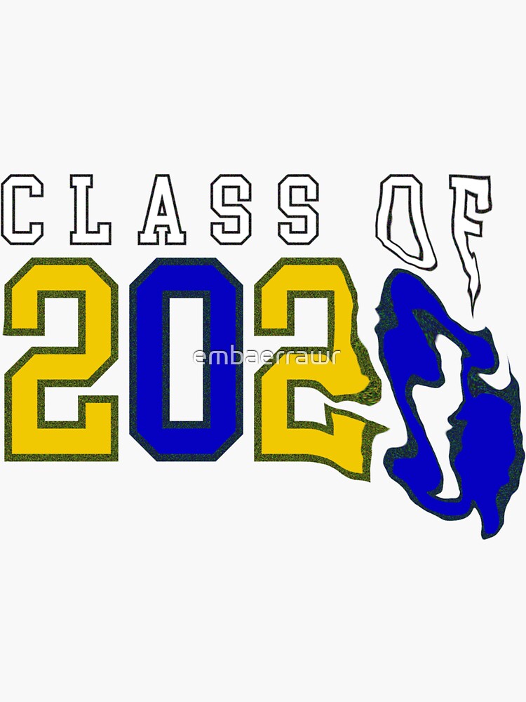 "Class of 202 - Blue & Yellow" Sticker by embaerrawr | Redbubble