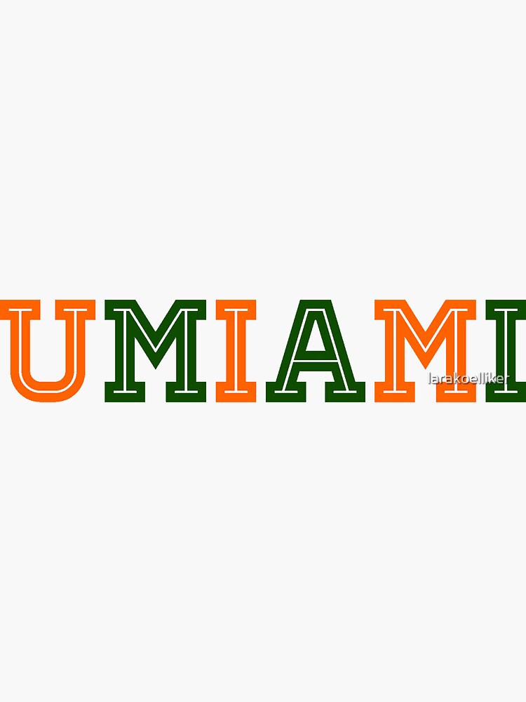 "UMiami Varsity Letters" Sticker for Sale by larakoelliker | Redbubble