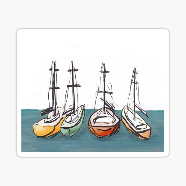"Boats Boats Boats" Sticker for Sale by ammonkarajean | Redbubble