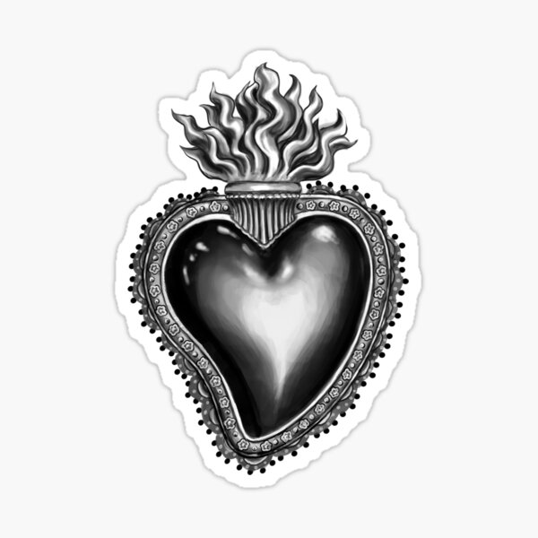 "Flaming heart" Sticker for Sale by BanditDesign | Redbubble