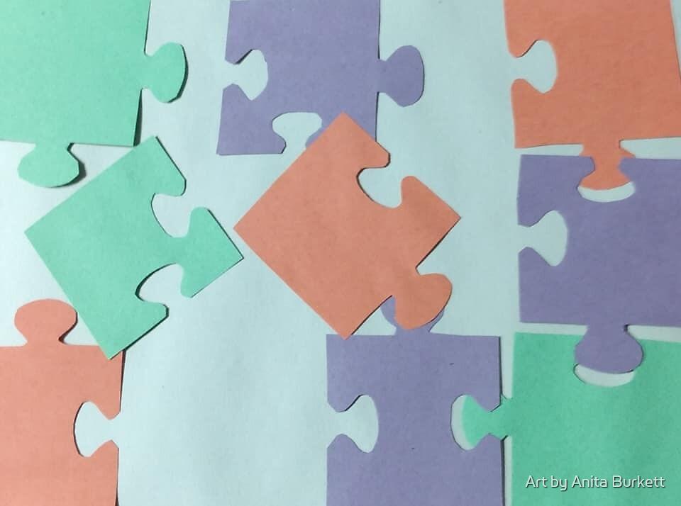 "Jumbled Puzzle Pieces " by Anita Burkett | Redbubble