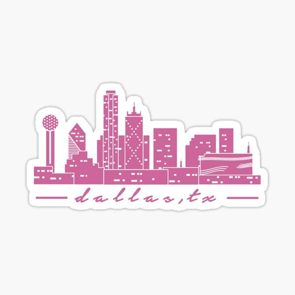 "Pink Dallas Texas Skyline" Sticker for Sale by abigailflorence | Redbubble