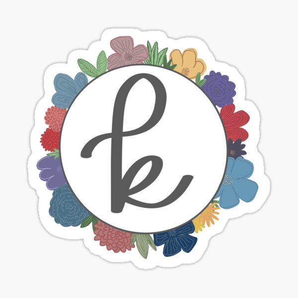 "K floral monogram" Sticker for Sale by katiedee | Redbubble