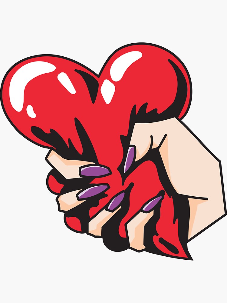 "squeezed heart" Sticker for Sale by sandraobrien | Redbubble