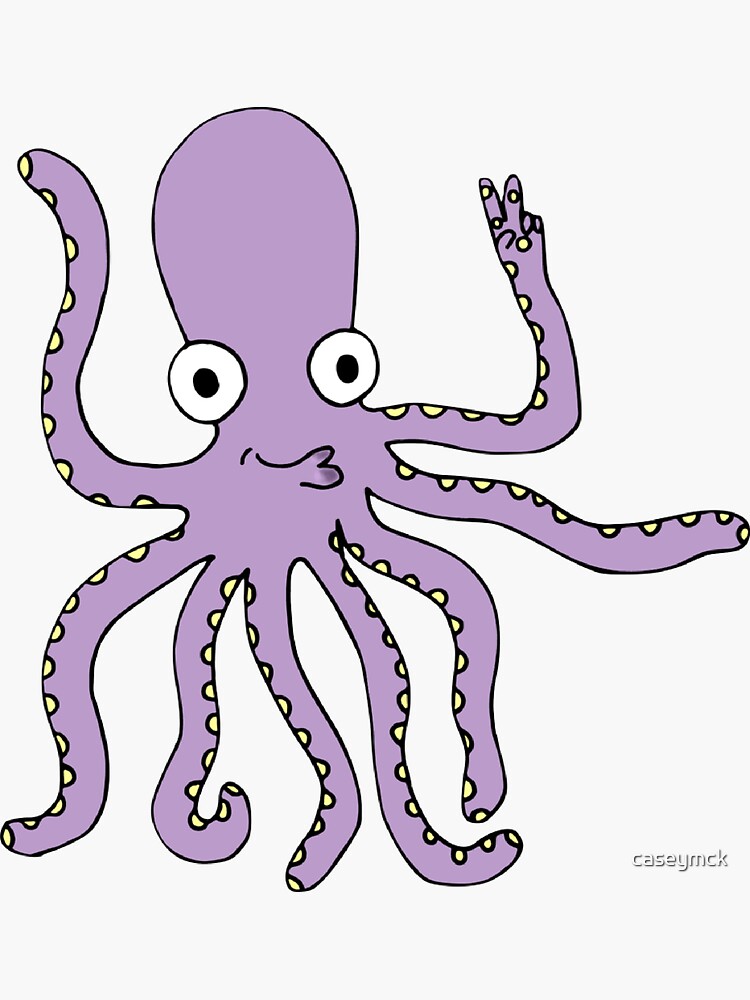 "Peace Sign Kissy Face Octopus" Sticker by caseymck | Redbubble