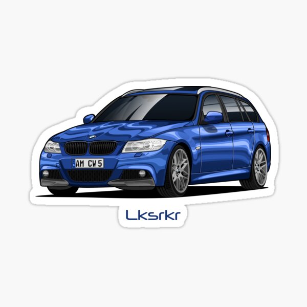 "Blue e90 artwork" Sticker by Lksrkr | Redbubble