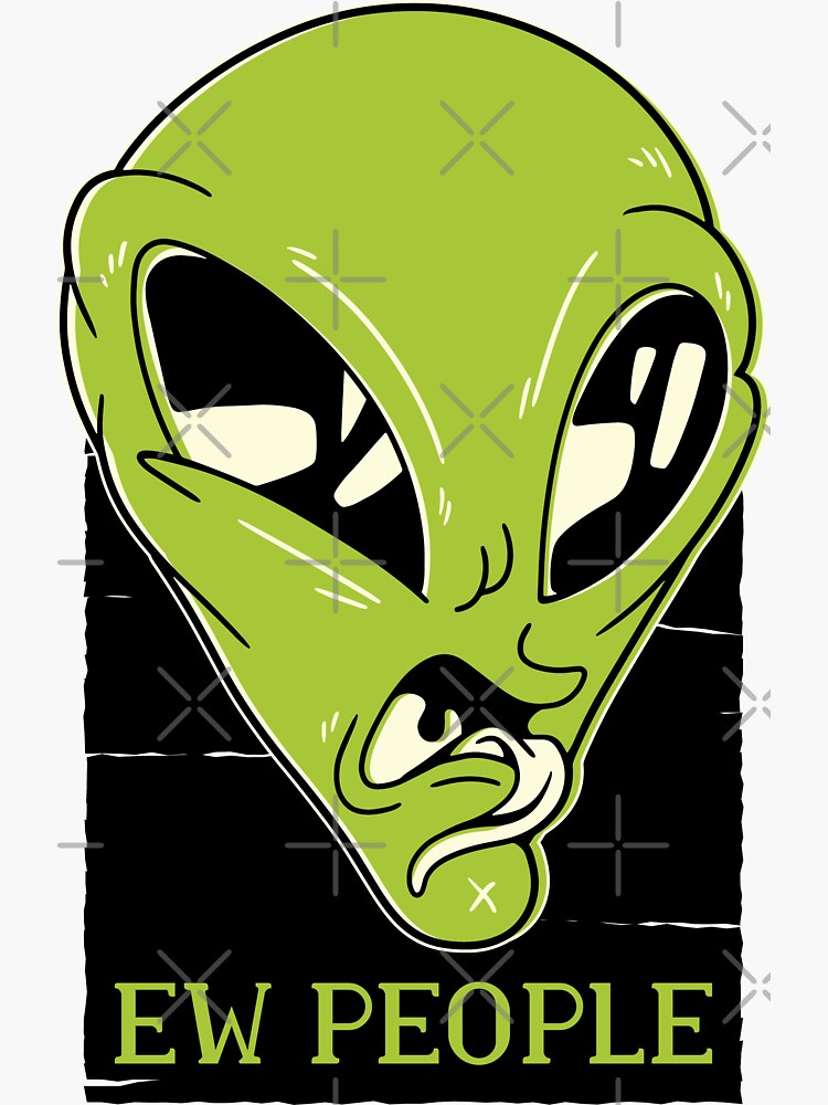 "Alien encounter, alien head" Sticker for Sale by DerSenat | Redbubble