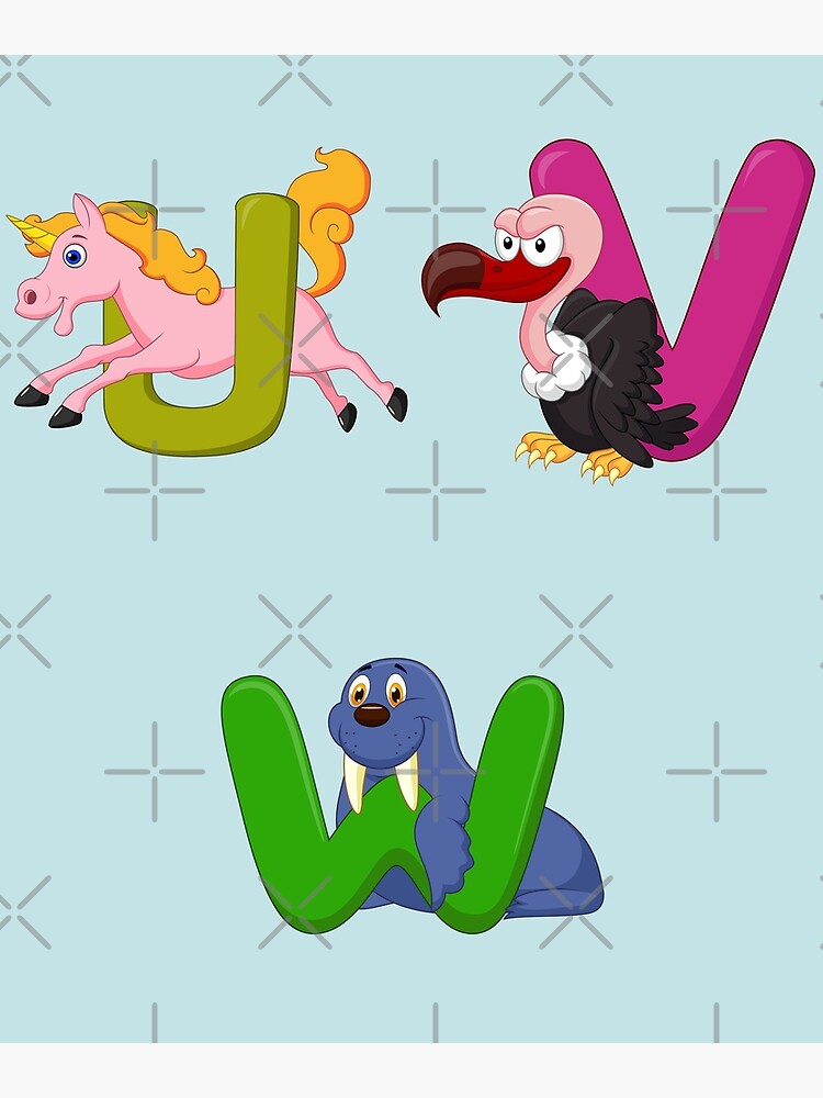 "U V W English Alphabet Puffy Pack" Art Print by kimoufaster | Redbubble