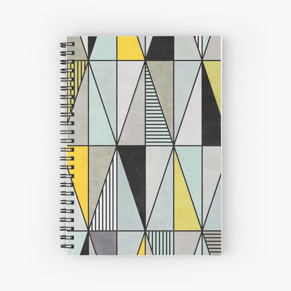 "Colorful Concrete Triangles - Yellow, Blue, Grey" Spiral Notebook for ...