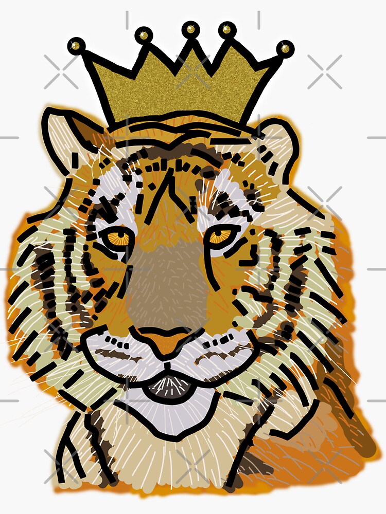 "Tiger and Crown" Sticker by ellenhenry | Redbubble