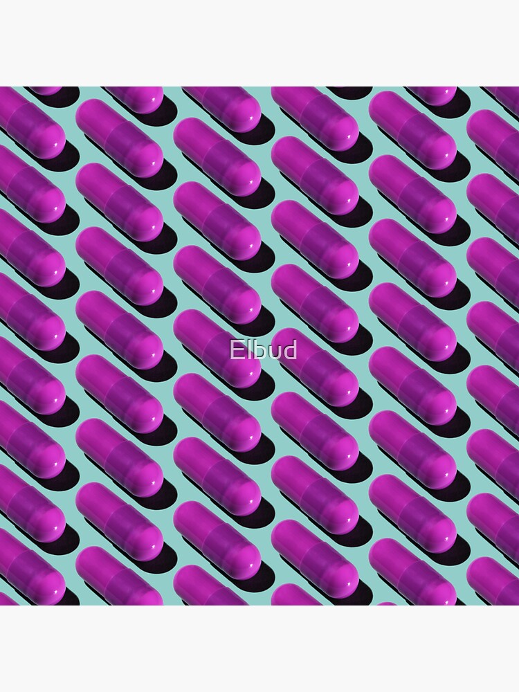 "Purple Pharma Pill Pattern on Pastel Turquoise 2" Sticker by Elbud ...