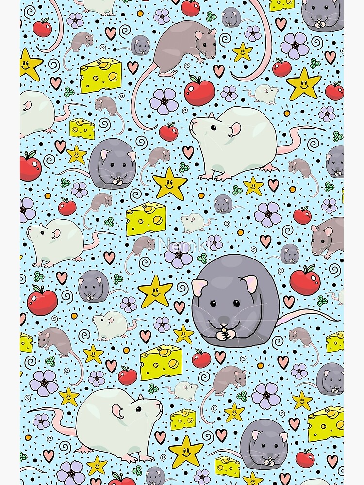 "Rats and Mice in Blue" Art Print by Nemki | Redbubble