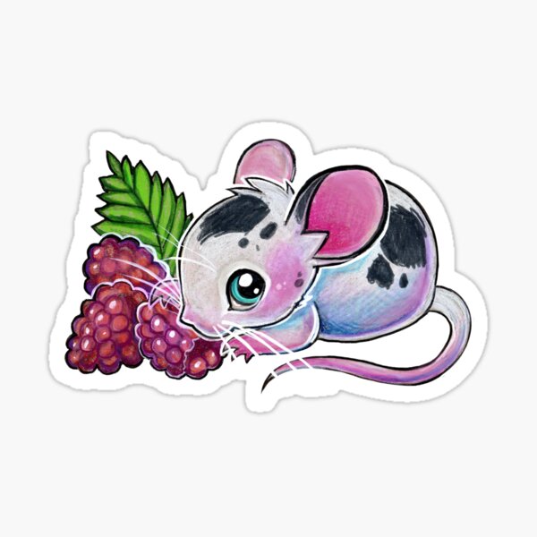 "Raspberry Mouse" Sticker for Sale by ArtOfBianca | Redbubble