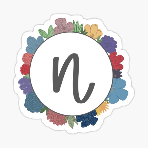 "N Floral Monogram" Sticker for Sale by katiedee | Redbubble