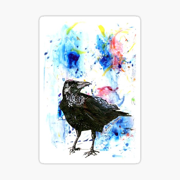 "Raven Crow Black Bird Splash Art" Sticker by krchmar | Redbubble