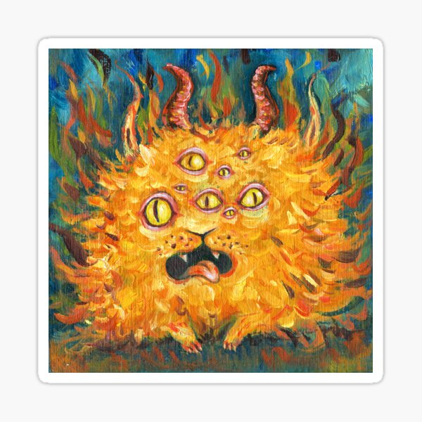"Firecat" Sticker for Sale by artofluba | Redbubble