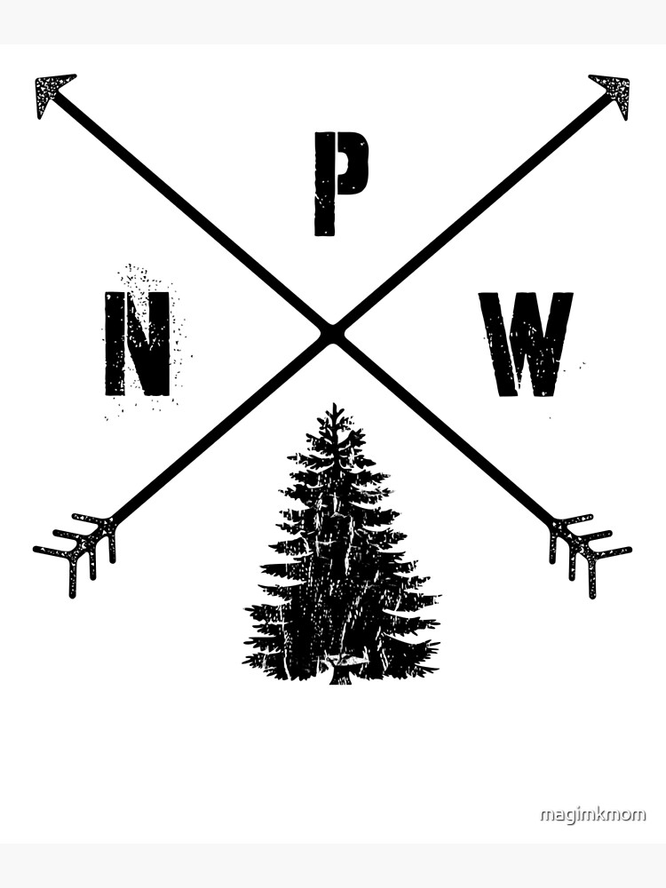 "Vintage Pine Tree Pacific Northwest PNW with Arrows" Poster by ...