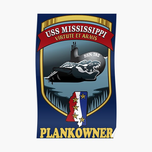 "SSN-782 USS Mississippi Plank Owner Crest for Dark Colors" Poster by Spacestuffplus | Redbubble