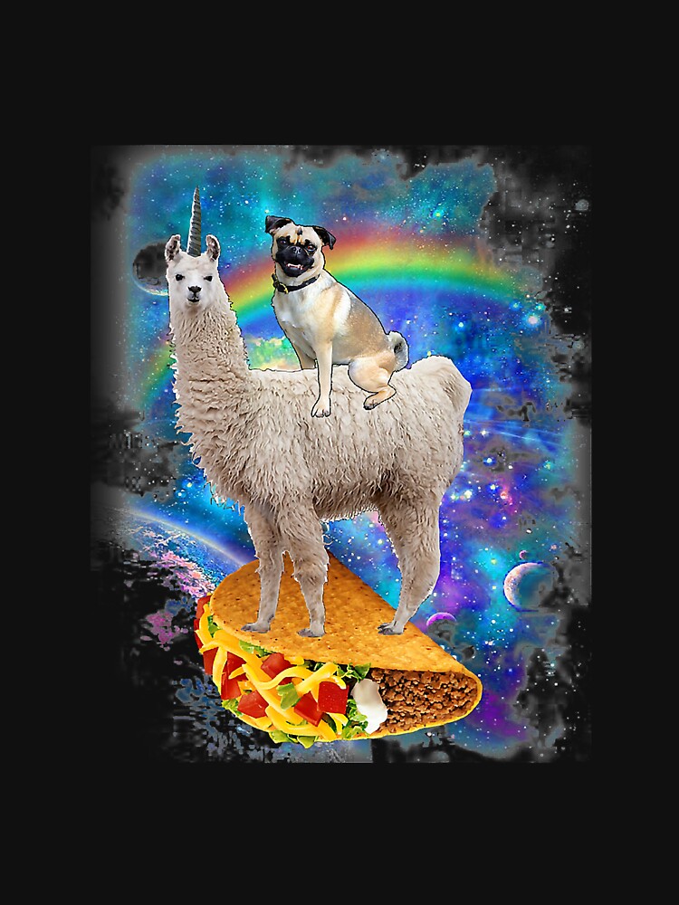 "Space Pug Riding Llama Taco Pug Alpaca Llamas Funny Cute Alpacas ...