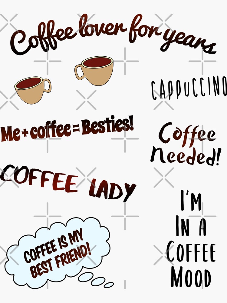 "Coffee Sticker Set Pack 8 (The Coffee Collection)" Sticker for Sale by ...