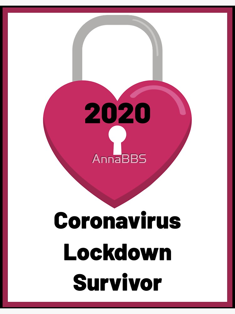 Pegatina «Un candado rosa en forma de corazón con las palabras Coronavirus Lockdown Survivor ...