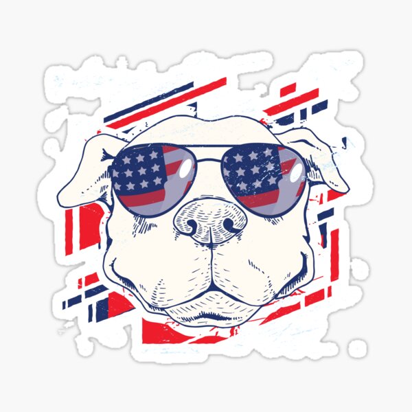 "Dog Pitbull Pit bull USA American Flag" Sticker for Sale by ...