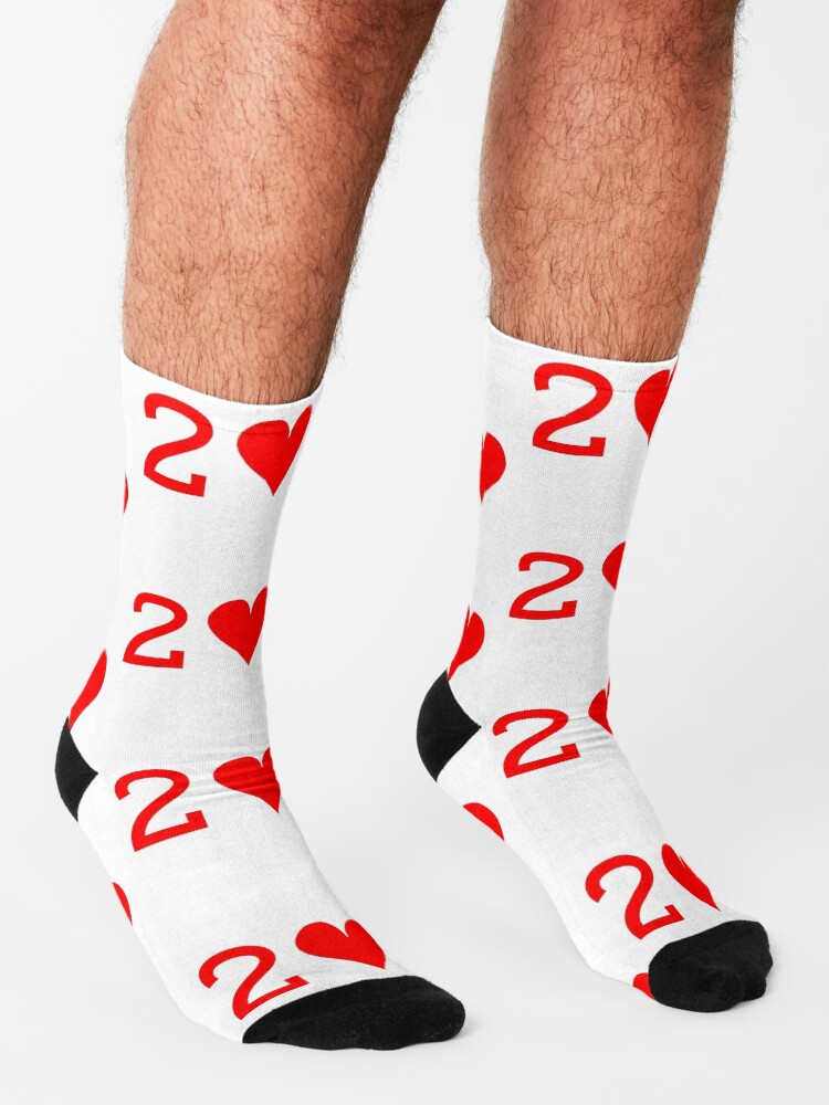 "Two of Hearts Playing Card - Magician & Poker Player" Socks by ...
