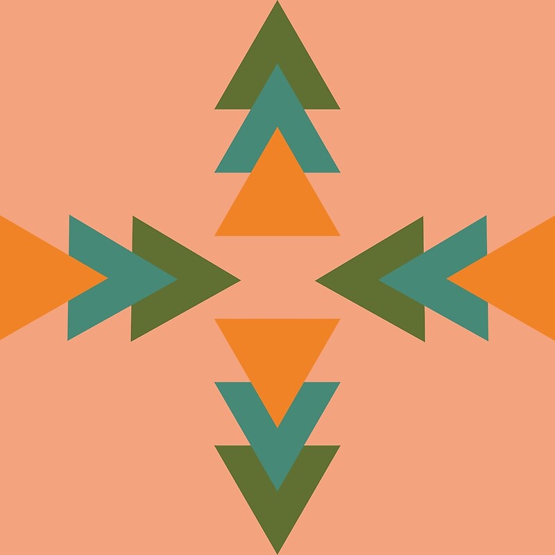 "Arrows - Peachy Southwest Geometric Pattern in Coral Pink, Orange, and ...