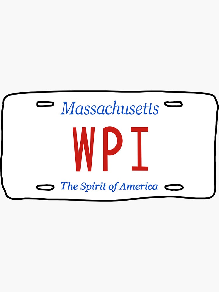 "WPI license plate :)" Sticker for Sale by kurtzapno | Redbubble