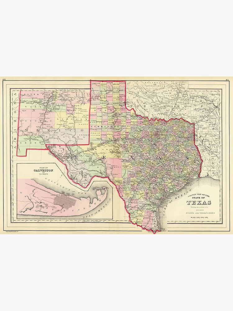 "Vintage Map of Texas (1890)" Art Print by BravuraMedia | Redbubble