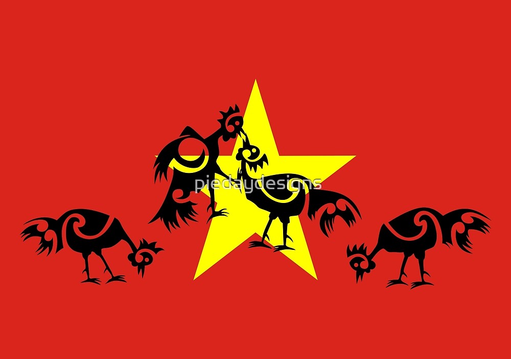 "Vietnam, Roosters sparring " by piedaydesigns | Redbubble