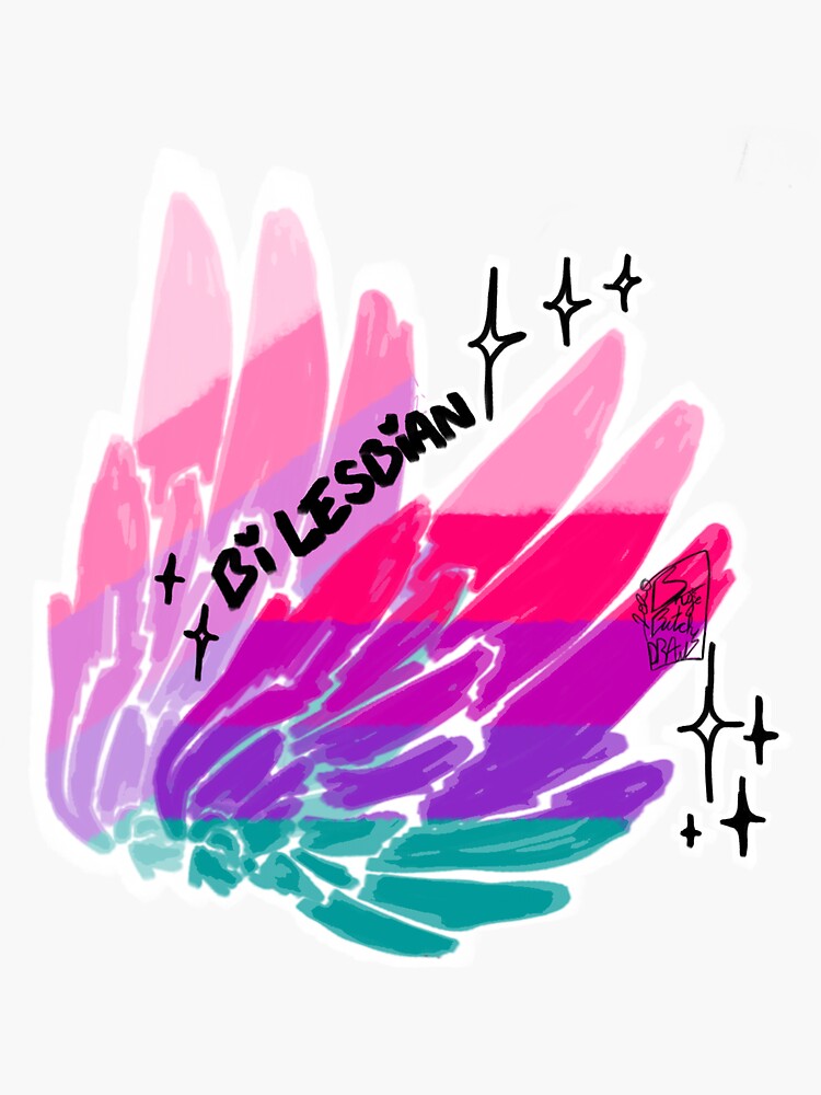 ""Angel Wings" Bi Lesbian Pride" Sticker for Sale by brujebutchdraws ...