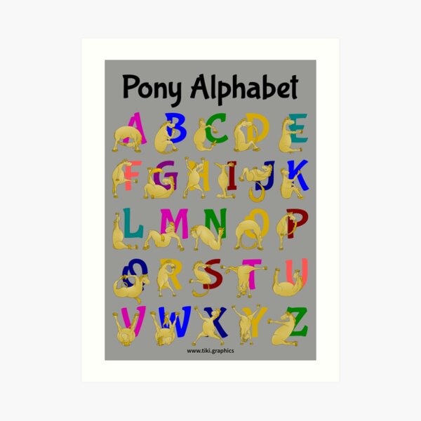 "Pony Alphabet Chart, Colourful" Art Print by piedaydesigns | Redbubble
