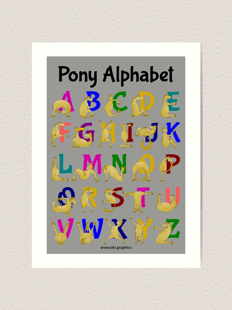 "Pony Alphabet Chart, Colourful" Art Print by piedaydesigns | Redbubble