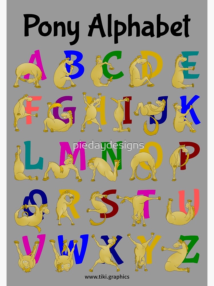 "Pony Alphabet Chart, Colourful" Poster by piedaydesigns | Redbubble