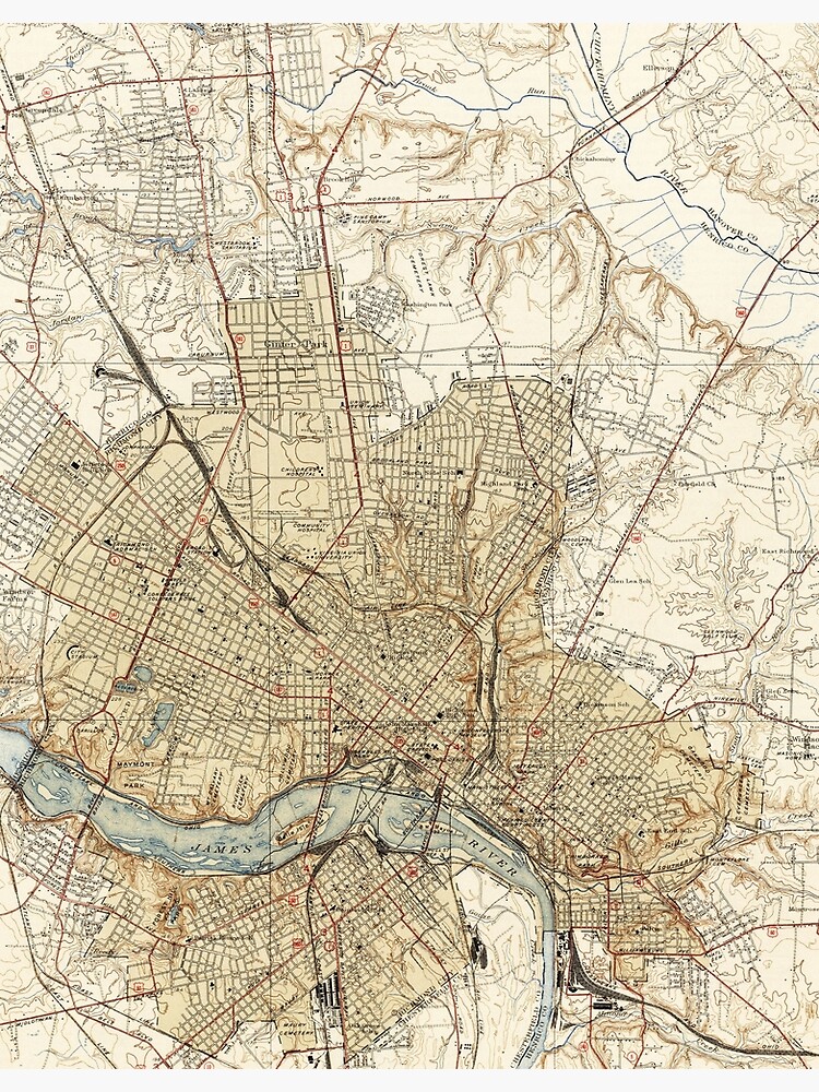 "Vintage Map of Richmond Virginia (1934)" Poster by BravuraMedia ...