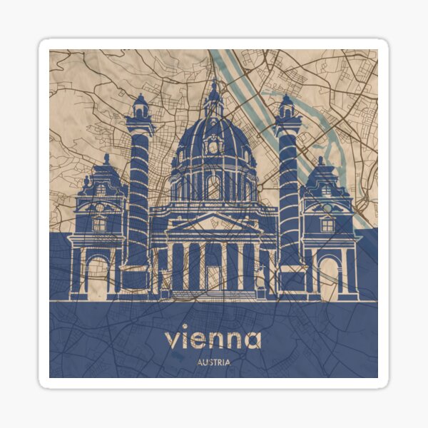 "Map + Silhouette | Vienna" Sticker by CPTVDesign | Redbubble